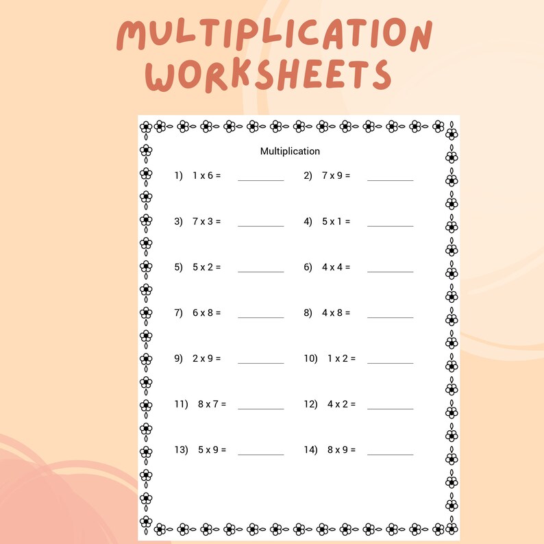 20 Pages of Multiplication Worksheets. Numbers 1-9 A Total of 280 ...