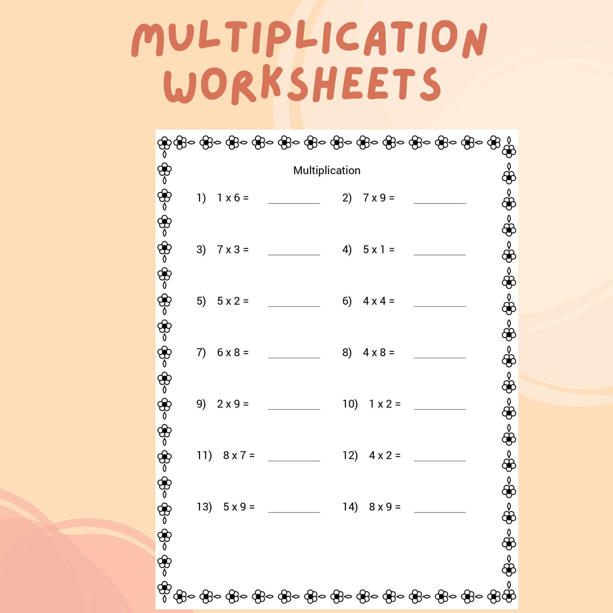20 Pages of Multiplication Worksheets. Numbers 1-9 A Total of 280 ...