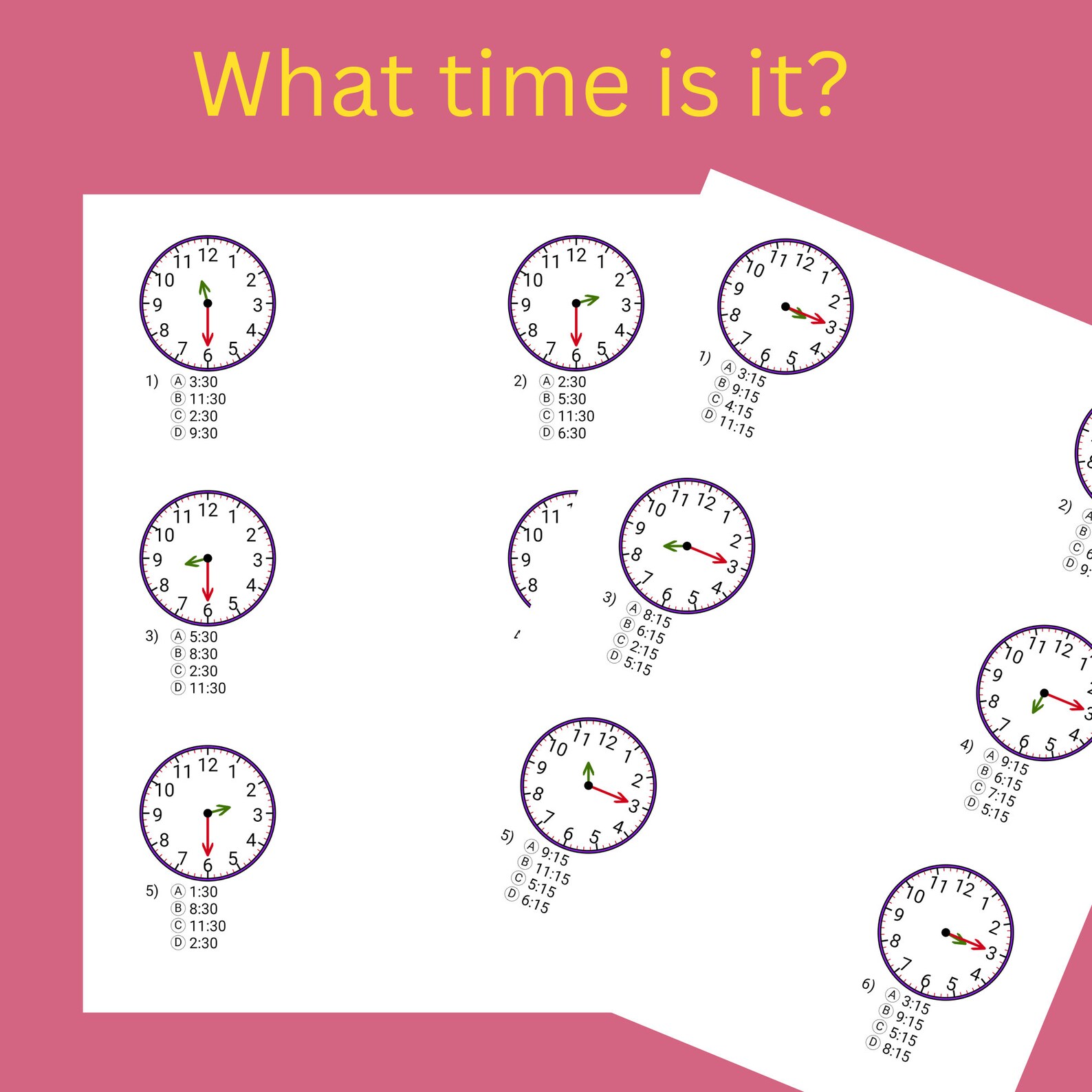 20 Downable Pages of Learning to Tell Time Worksheets. | 6 Clocks per ...