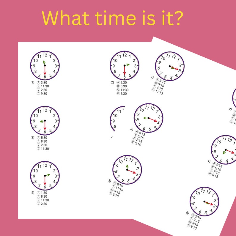 20 Downable Pages of Learning to Tell Time Worksheets. | 6 Clocks per ...