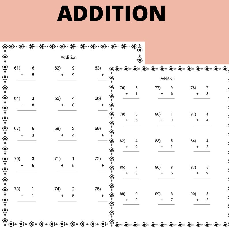 20 Pages of Addition Worksheets. | Numbers 1-9 | A Total of 300 ...