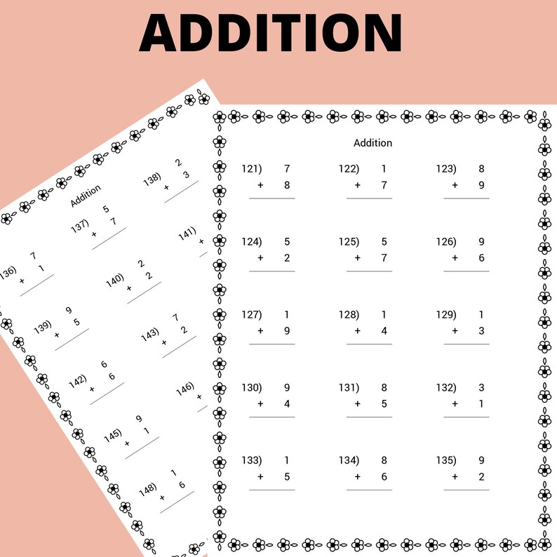 20 Pages of Addition Worksheets. | Numbers 1-9 | A Total of 300 ...