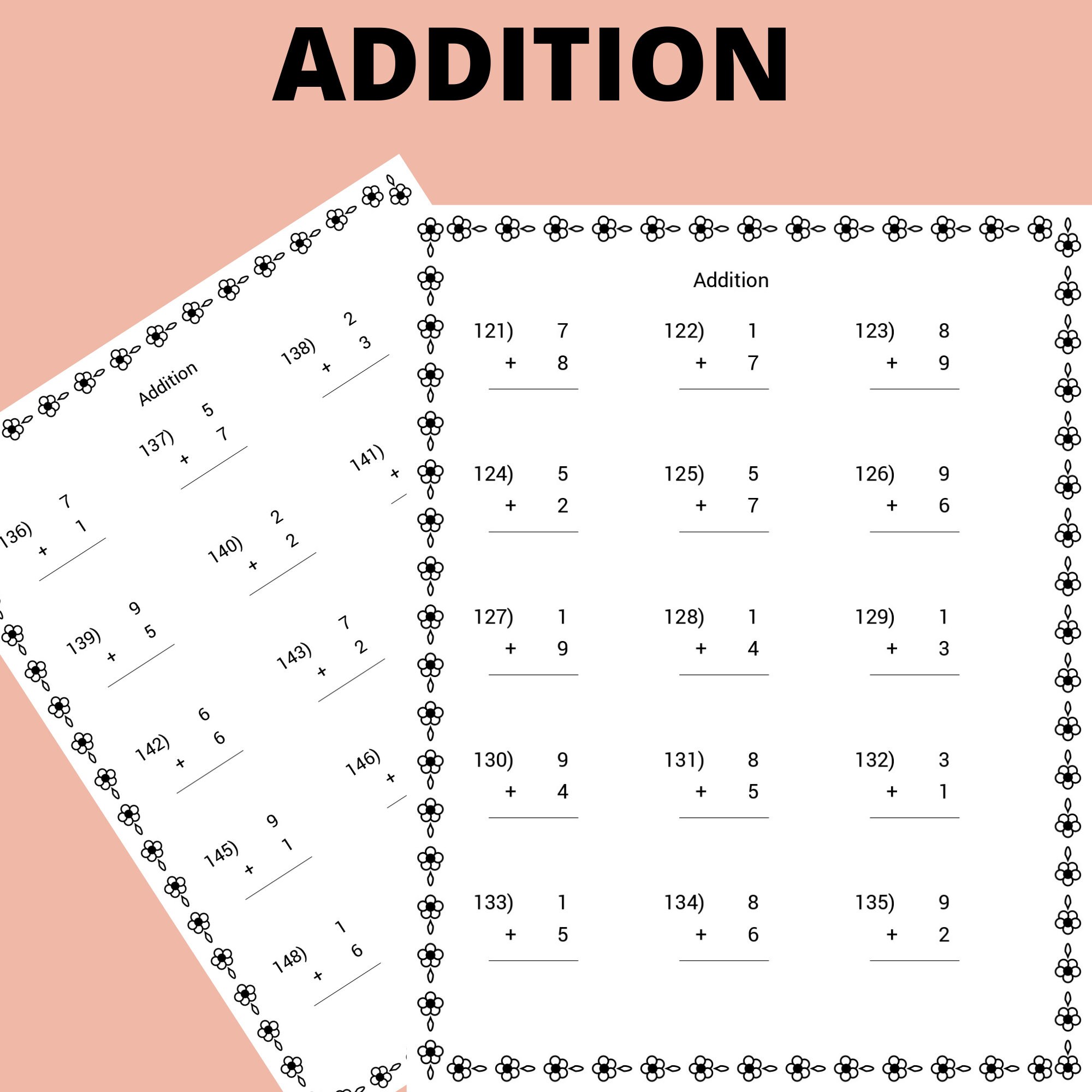 20 Pages of Addition Worksheets. | Numbers 1-9 | A Total of 300 ...
