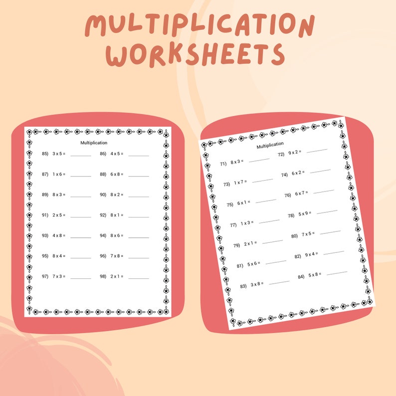 20 Pages of Multiplication Worksheets. Numbers 1-9 A Total of 280 ...