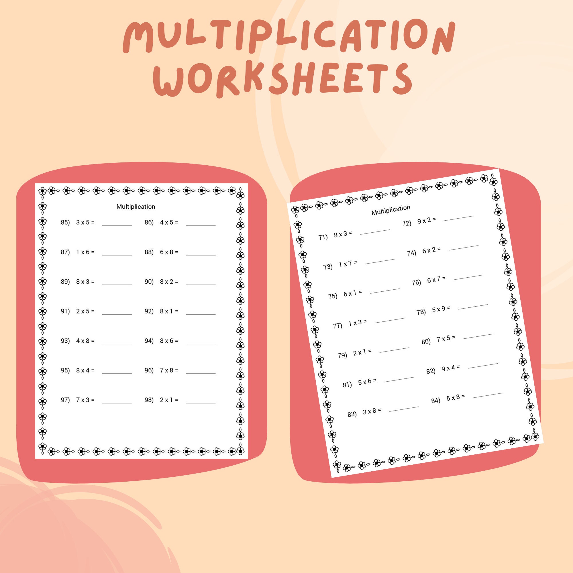 20 Pages of Multiplication Worksheets. Numbers 1-9 A Total of 280 ...