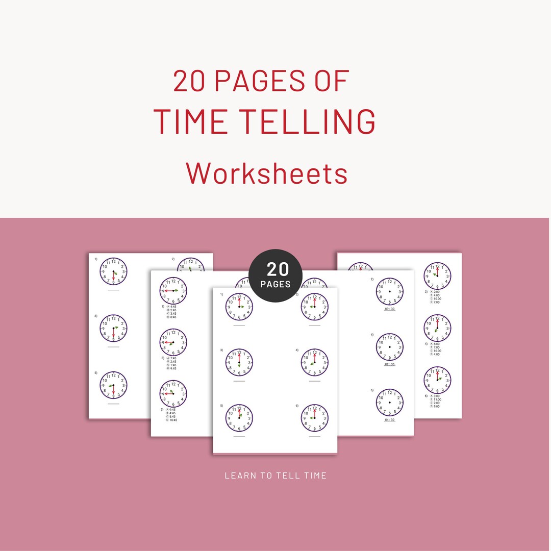 20 Downable Pages of Learning to Tell Time Worksheets. | 6 Clocks per ...