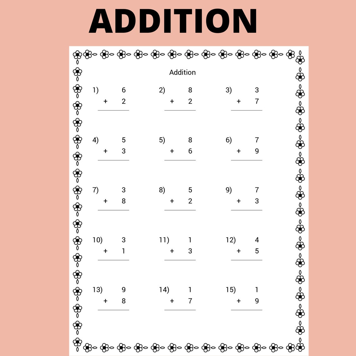 20 Pages of Addition Worksheets. | Numbers 1-9 | A Total of 300 ...
