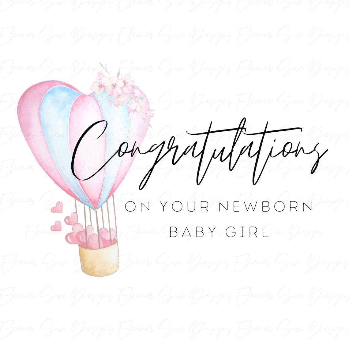 Congratulations on Your Newborn Baby Girl. Printable Card. INSTANT ...