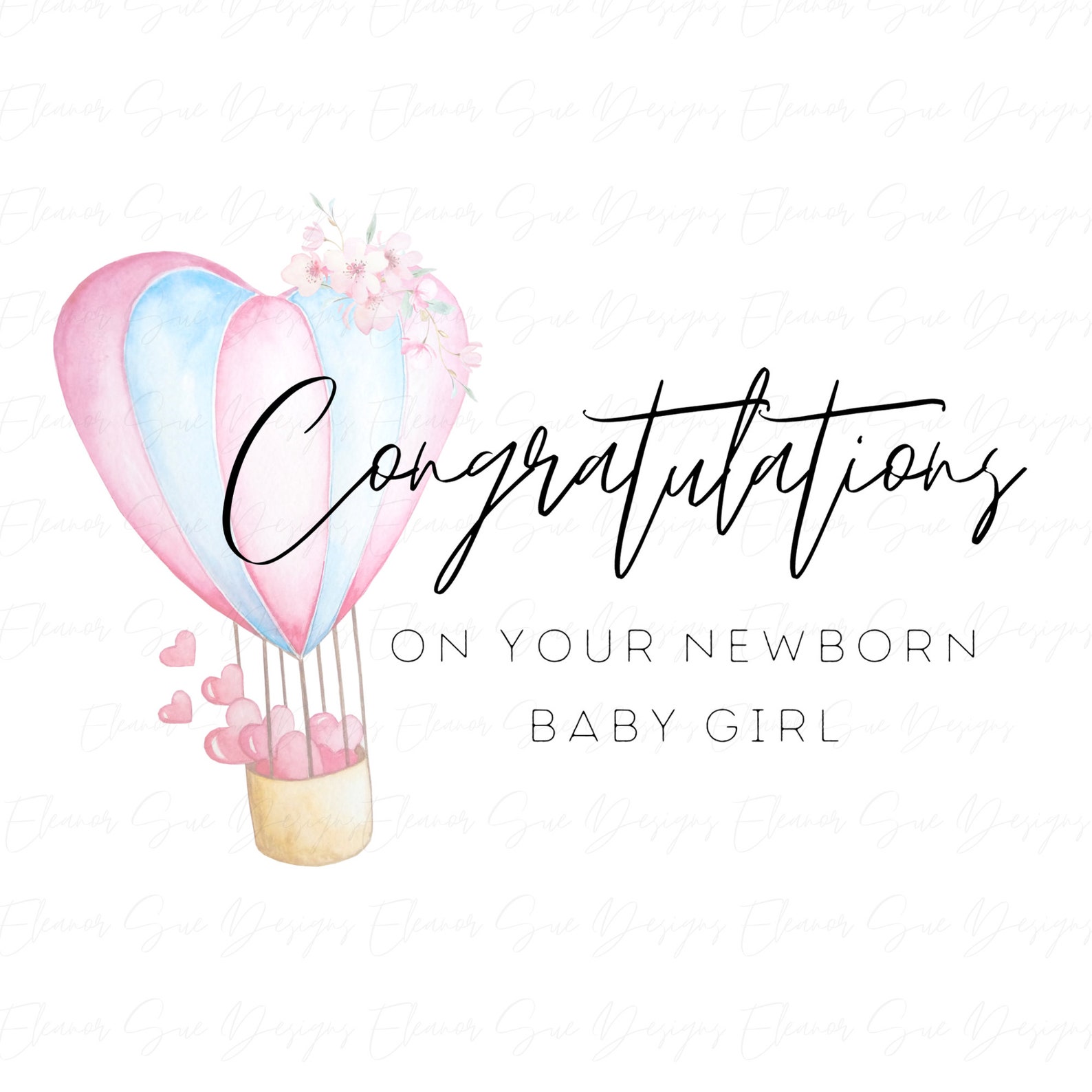 Congratulations on Your Newborn Baby Girl. Printable Card. INSTANT ...