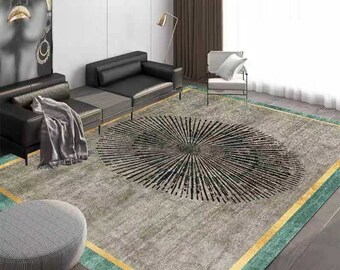 Gold Black Area Rug | Etsy