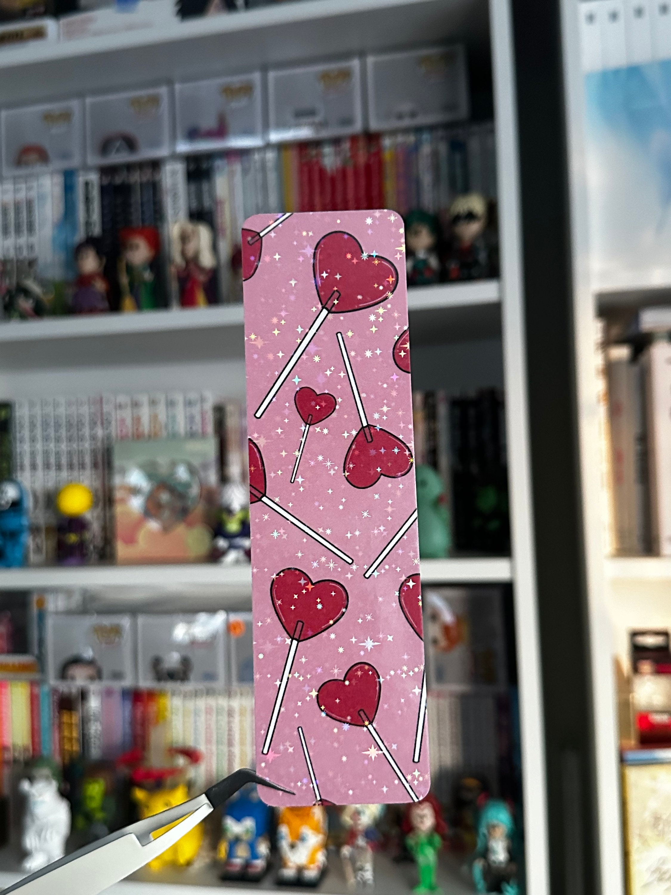 Heart Lollipop Bookmark Sparkly 2x7, Valentines Day Bookmark, - Etsy