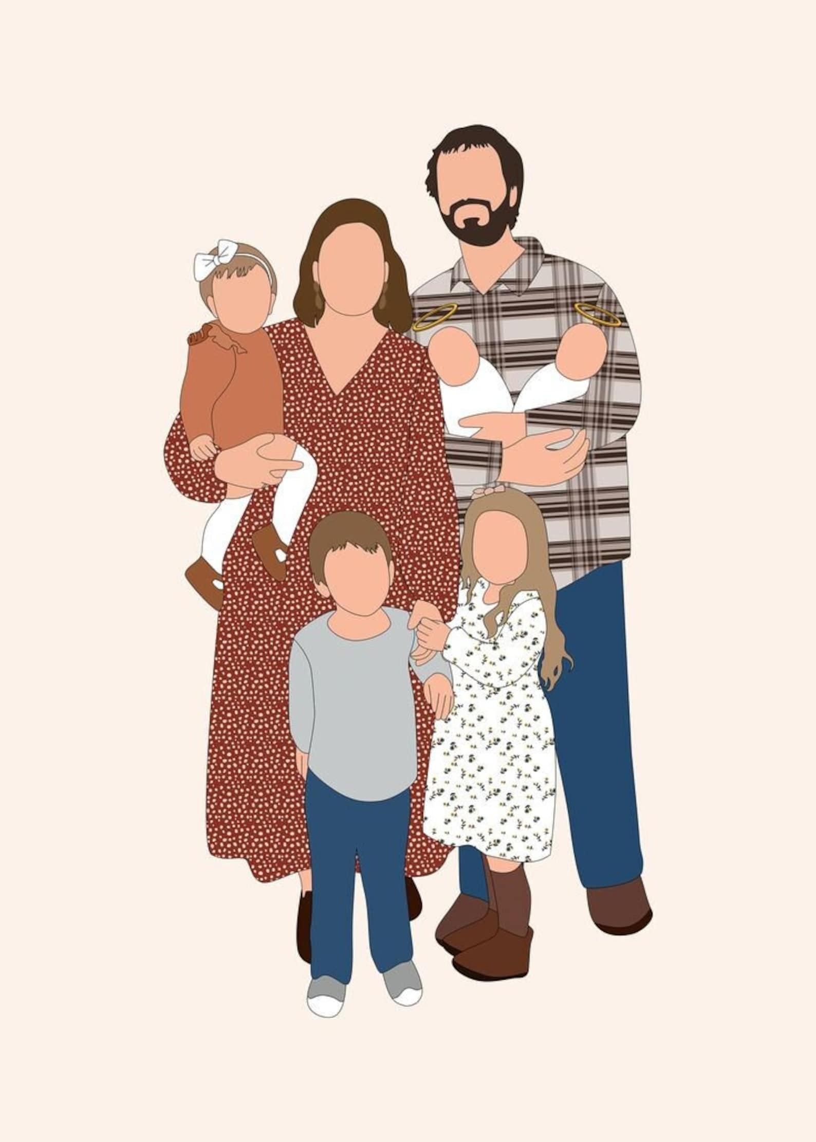 Faceless Drawing Portrait, Custom Faceless Portrait From Photo, Digital ...