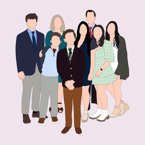 Memorial Custom Line Drawing Digital Print Family Loss - Etsy