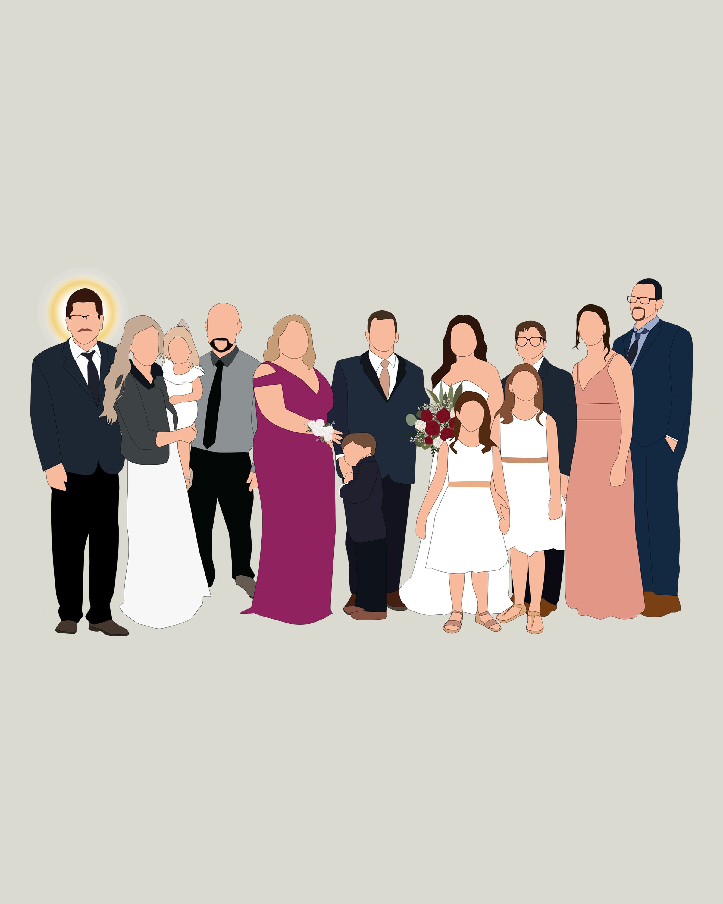 Memorial Custom Line Drawing Digital Print Family Loss - Etsy