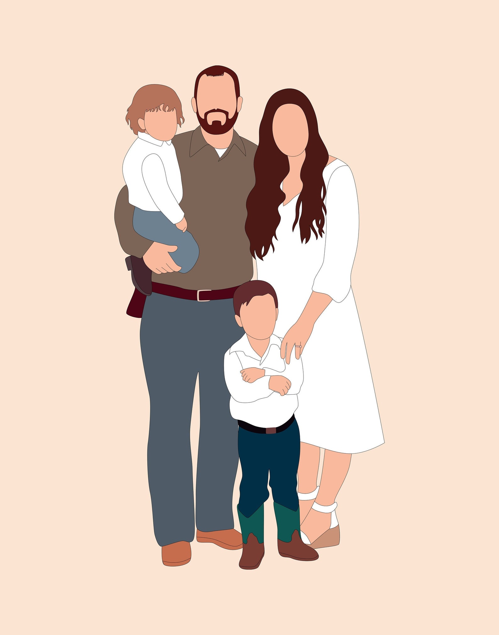 Faceless Drawing Portrait, Custom Faceless Portrait From Photo, Digital ...