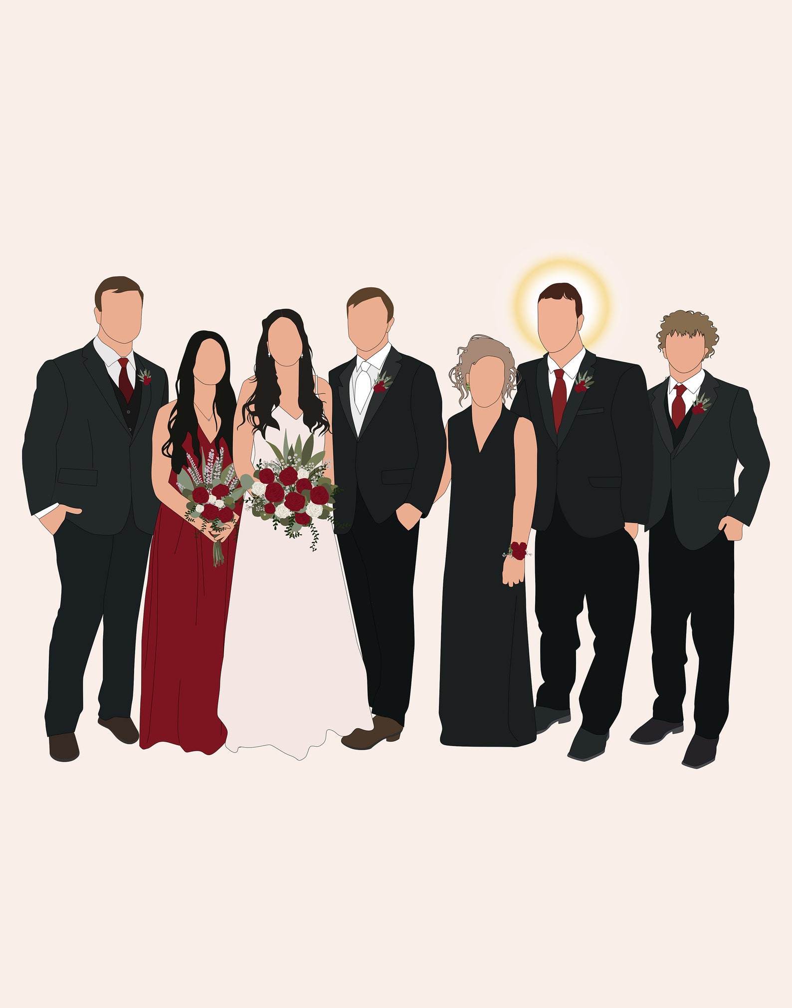 Memorial Custom Line Drawing Digital Print Family Loss - Etsy