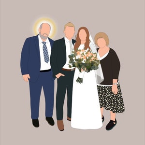 Memorial Custom Line Drawing, Digital Portrait, Family Loss, Family ...