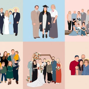 Memorial Custom Line Drawing, Digital Portrait, Family Loss, Family ...