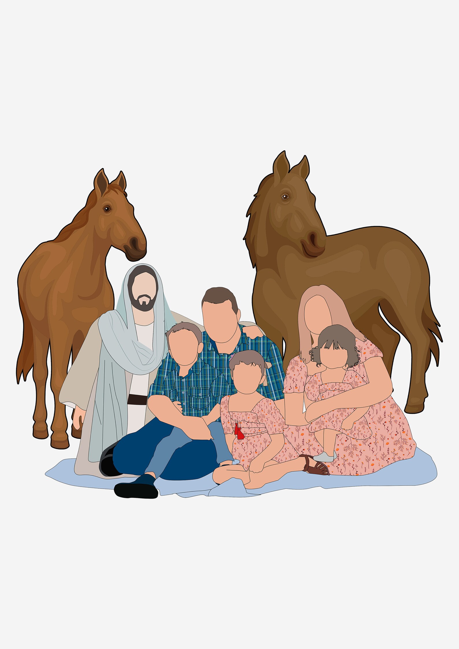 Memorial Custom Line Drawing, Faceless Portrait Custom, Family Loss ...