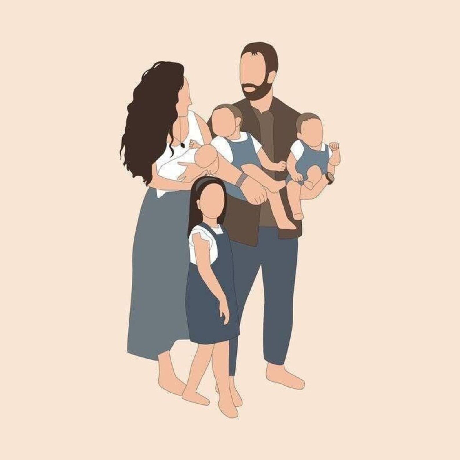 Faceless Drawing Portrait, Custom Faceless Portrait From Photo, Digital ...