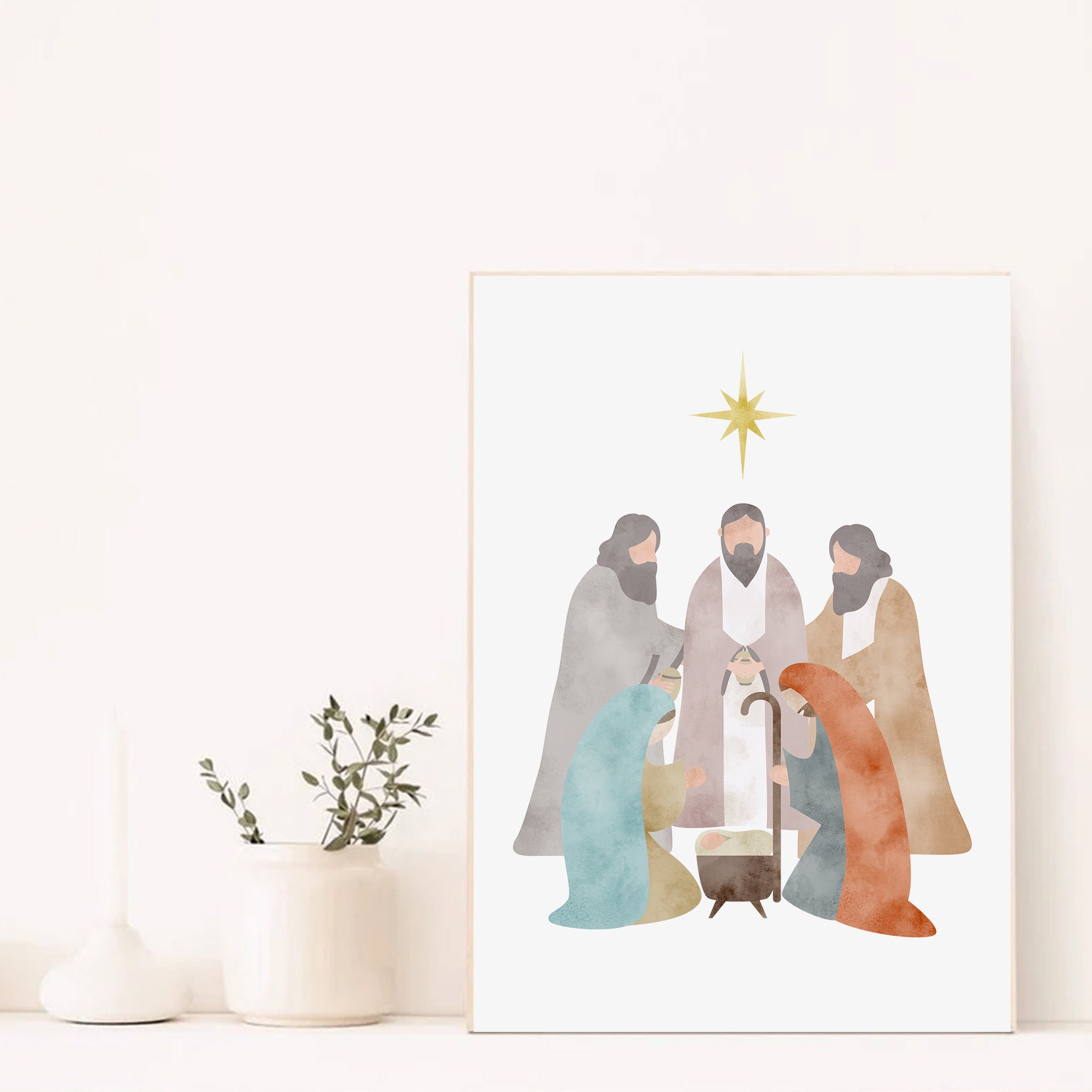 Watercolor Nativity Print Christmas Jesus Christmas Nativity - Etsy