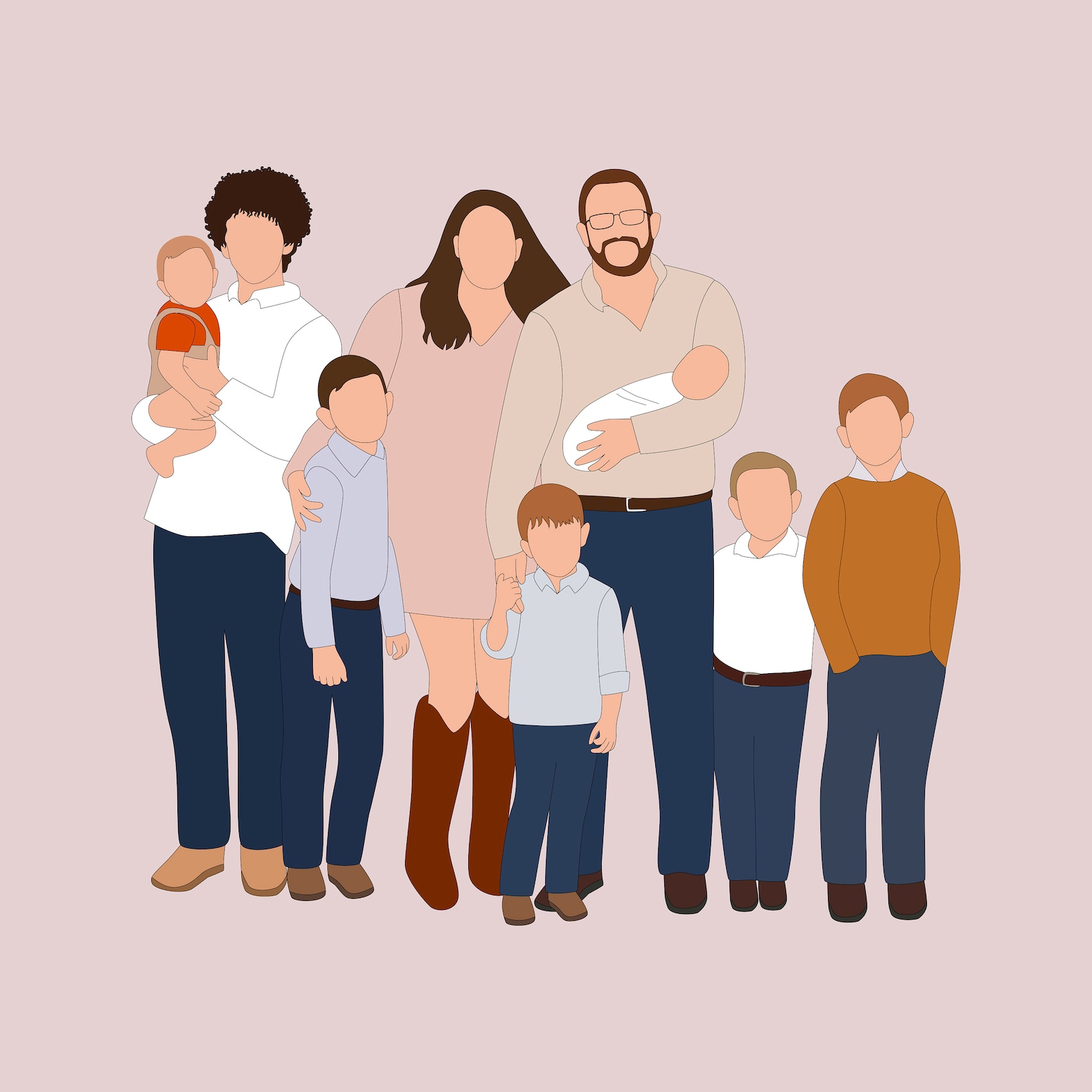 Faceless Drawing Portrait, Custom Faceless Portrait From Photo, Digital ...