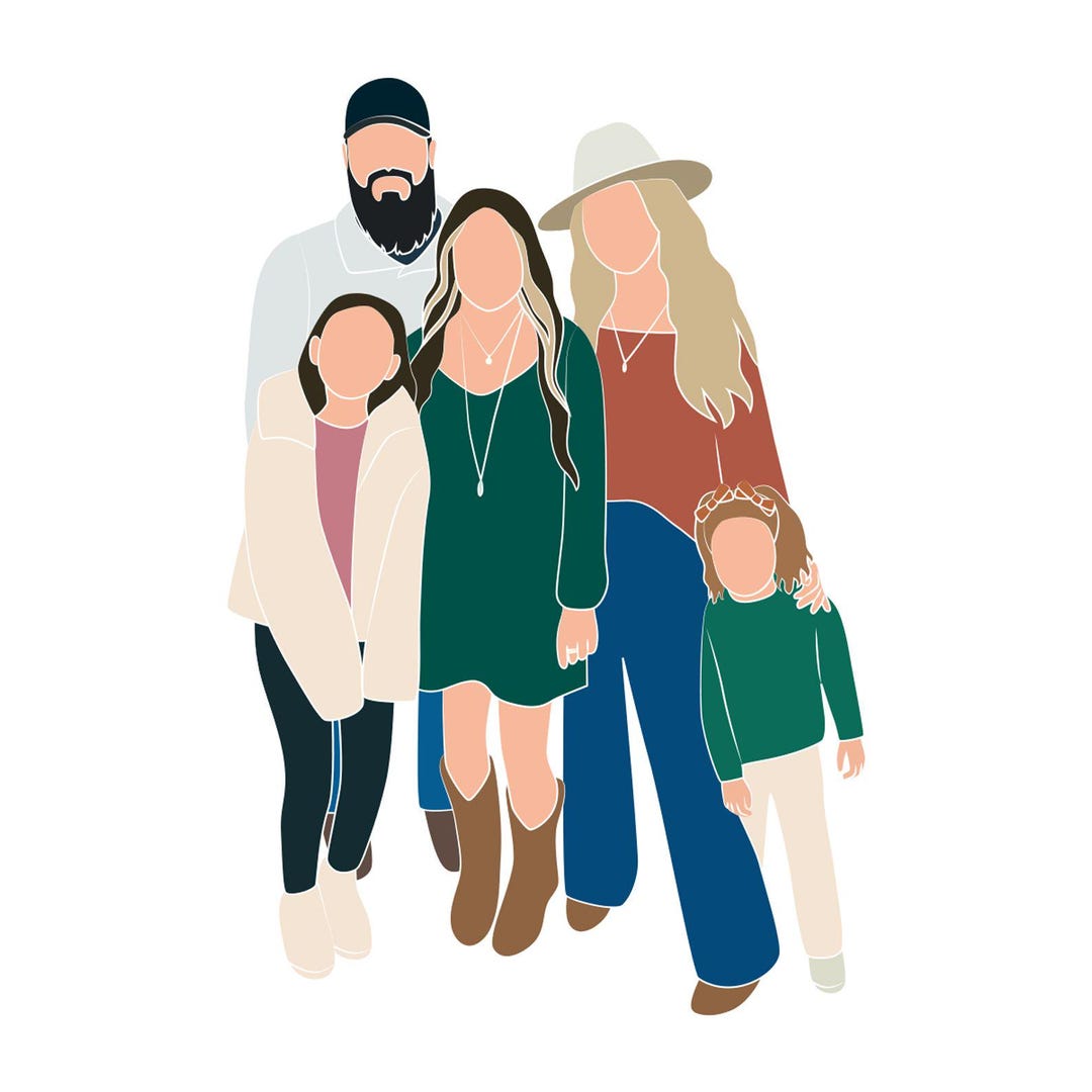 Custom Faceless Family Portrait, Drawing From Photo (digital Download ...
