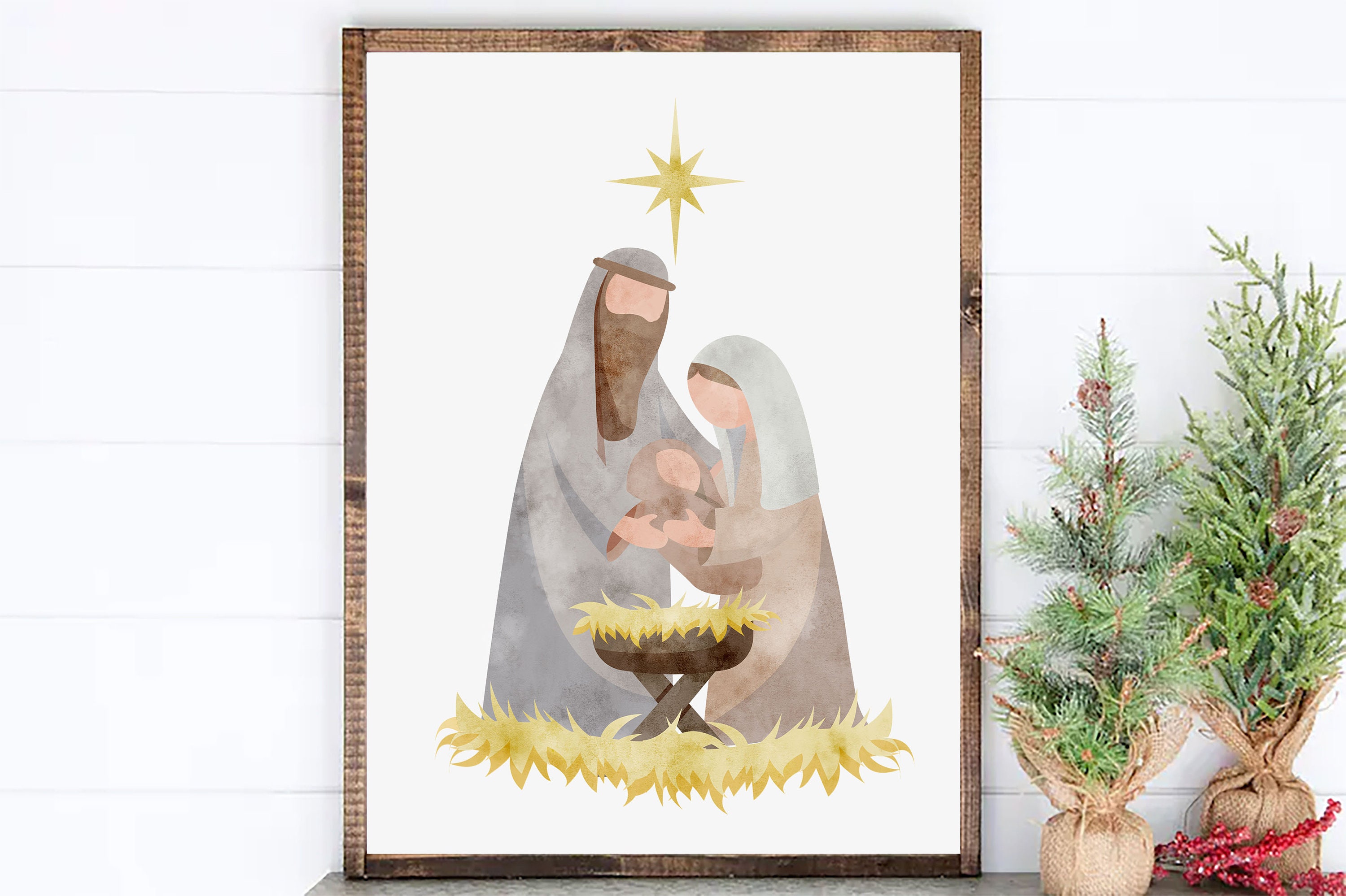 Mary Joseph and Baby Jesus Christmas Art Holy Family - Etsy