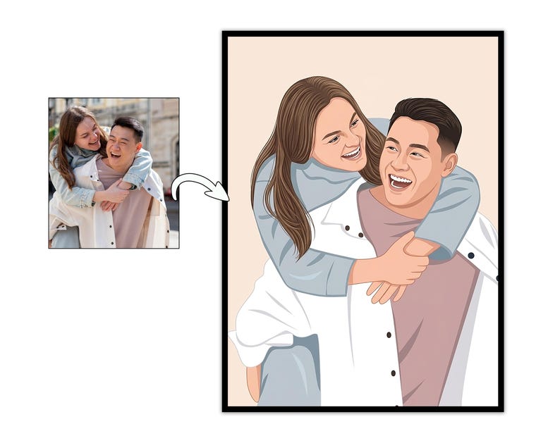 Custom Couple Portrait Drawing, Faceless Art, Engagement Drawing ...