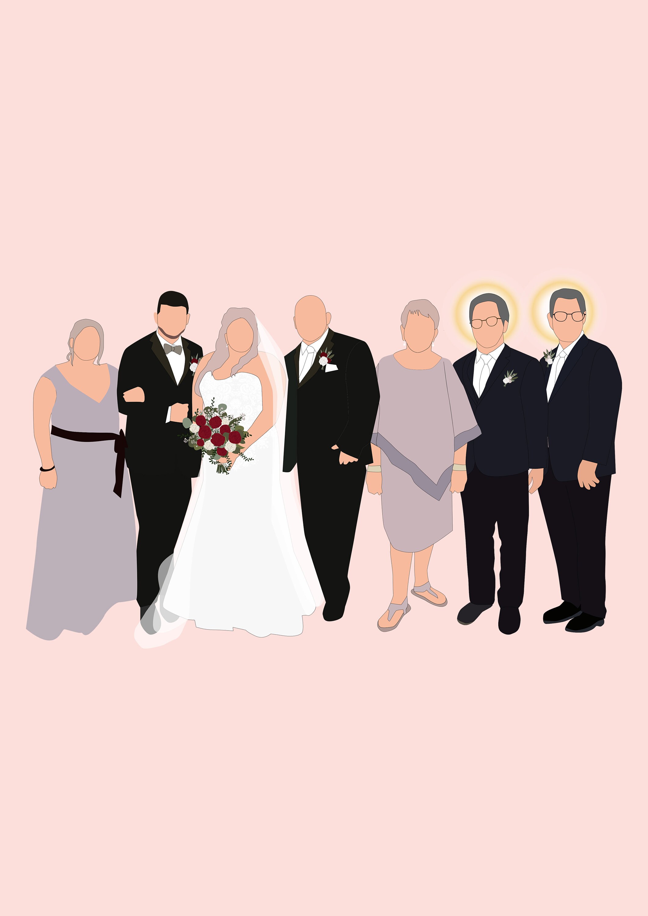 Memorial Custom Line Drawing Digital Print Family Loss - Etsy