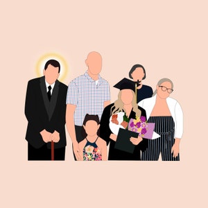 Memorial Custom Line Drawing, Digital Portrait, Family Loss, Family ...