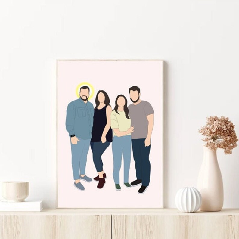 Memorial Custom Line Drawing Digital Print Family Loss - Etsy