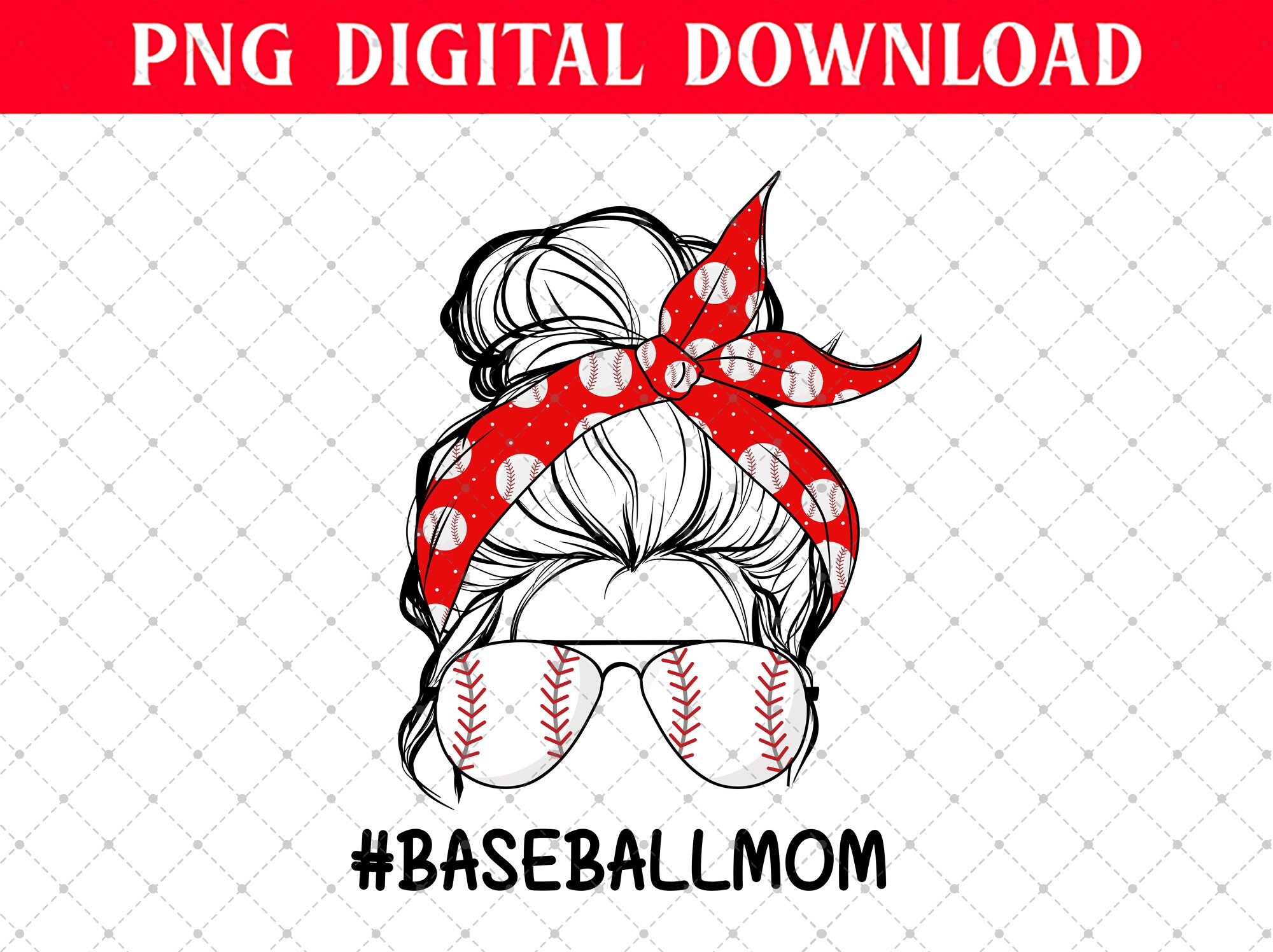 Baseballmom Messy Bun Glitter Baseball Mom Sports Png Etsy