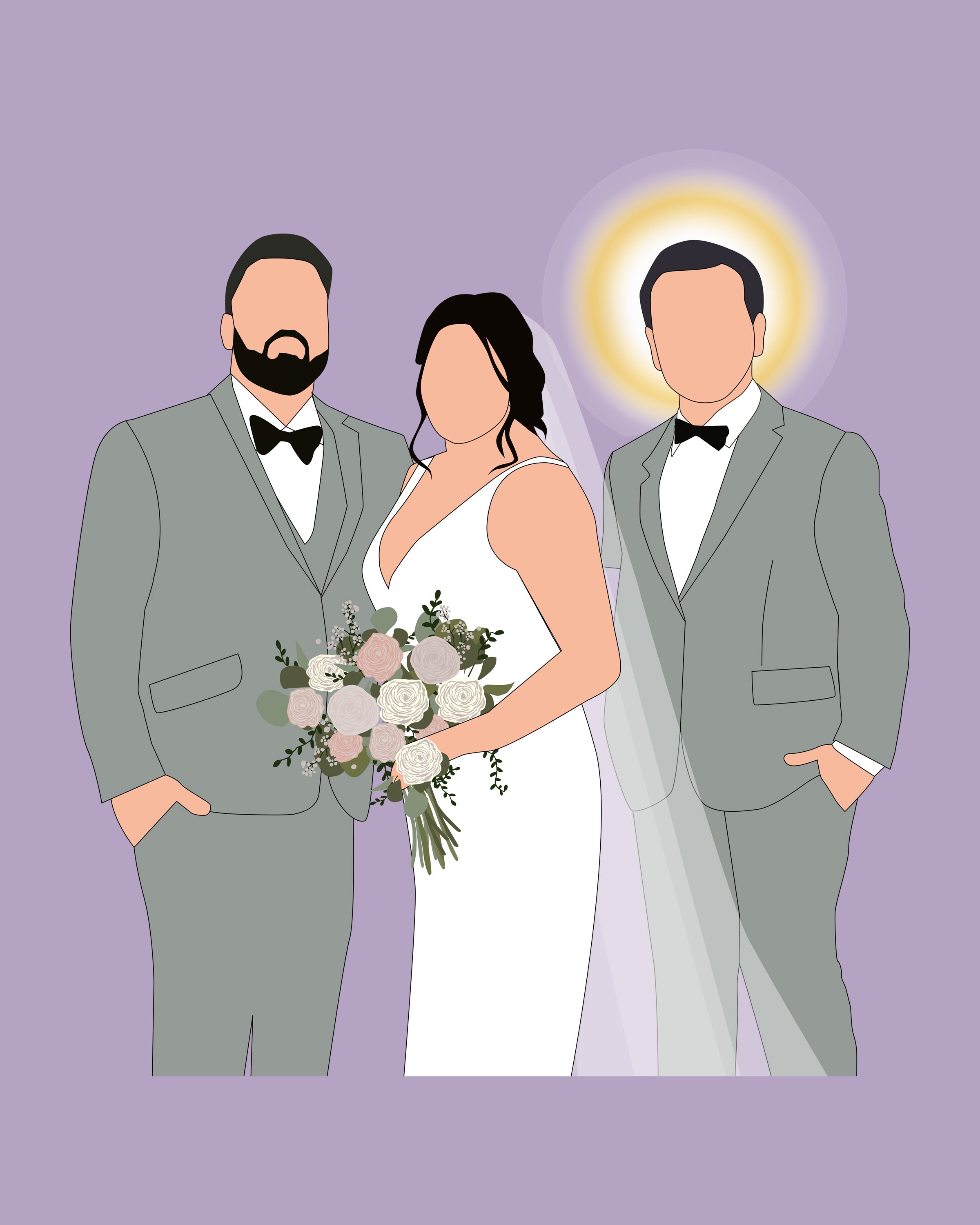 Memorial Custom Line Drawing Digital Print Family Loss | Etsy