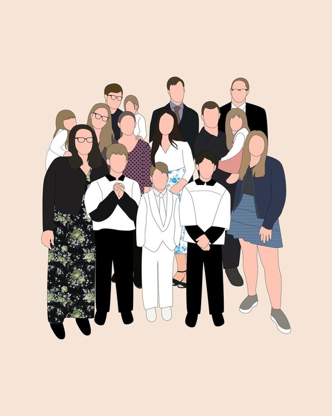 Faceless Drawing Portrait Custom Faceless Portrait From - Etsy