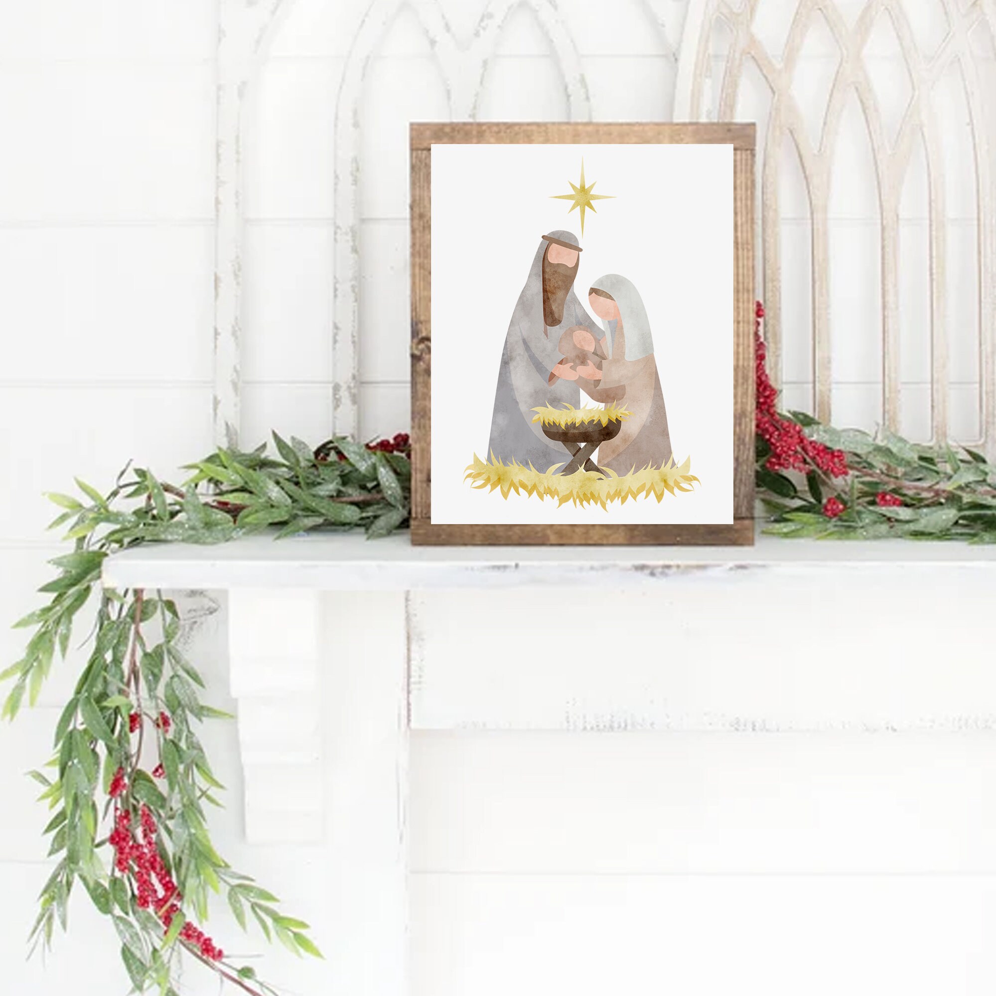 Mary Joseph and Baby Jesus Christmas Art Holy Family - Etsy