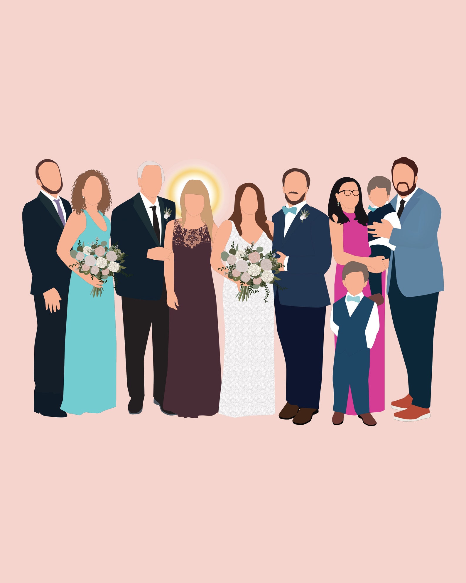 Memorial Custom Line Drawing Faceless Portrait Custom Family - Etsy