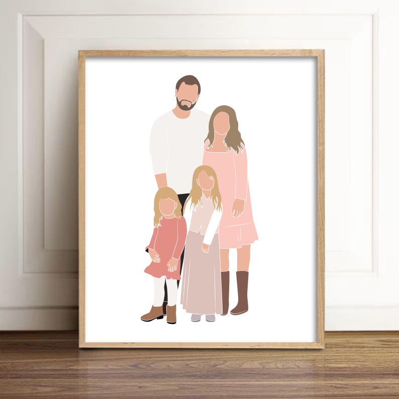 Custom Faceless Family Portrait, Drawing From Photo (digital Download ...