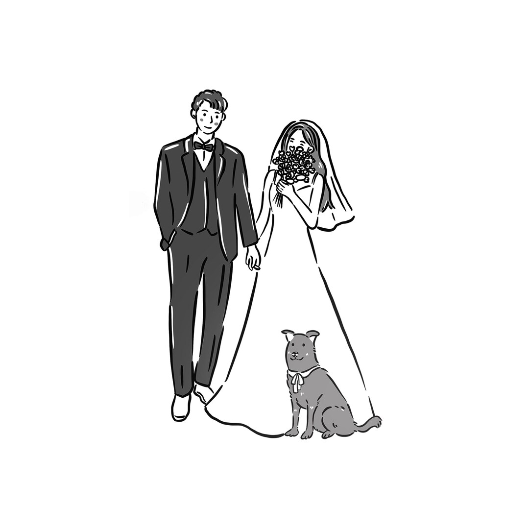 Digital Line Drawing, Family Portrait, Cartoon Painting, Anniversary or ...