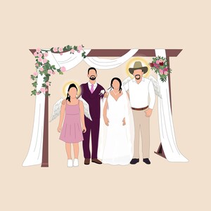 Memorial Custom Line Drawing, Digital Portrait, Family Loss, Family ...