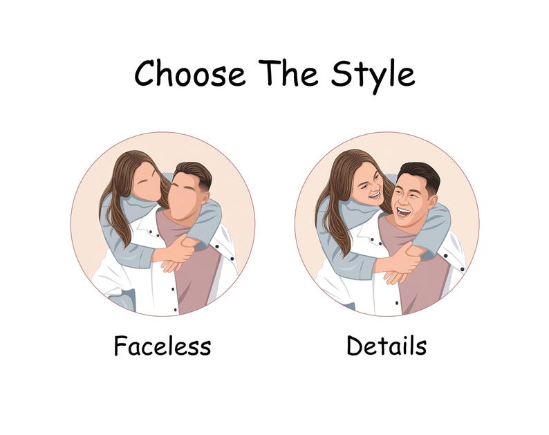 Custom Couple Portrait Drawing, Faceless Art, Engagement Drawing ...