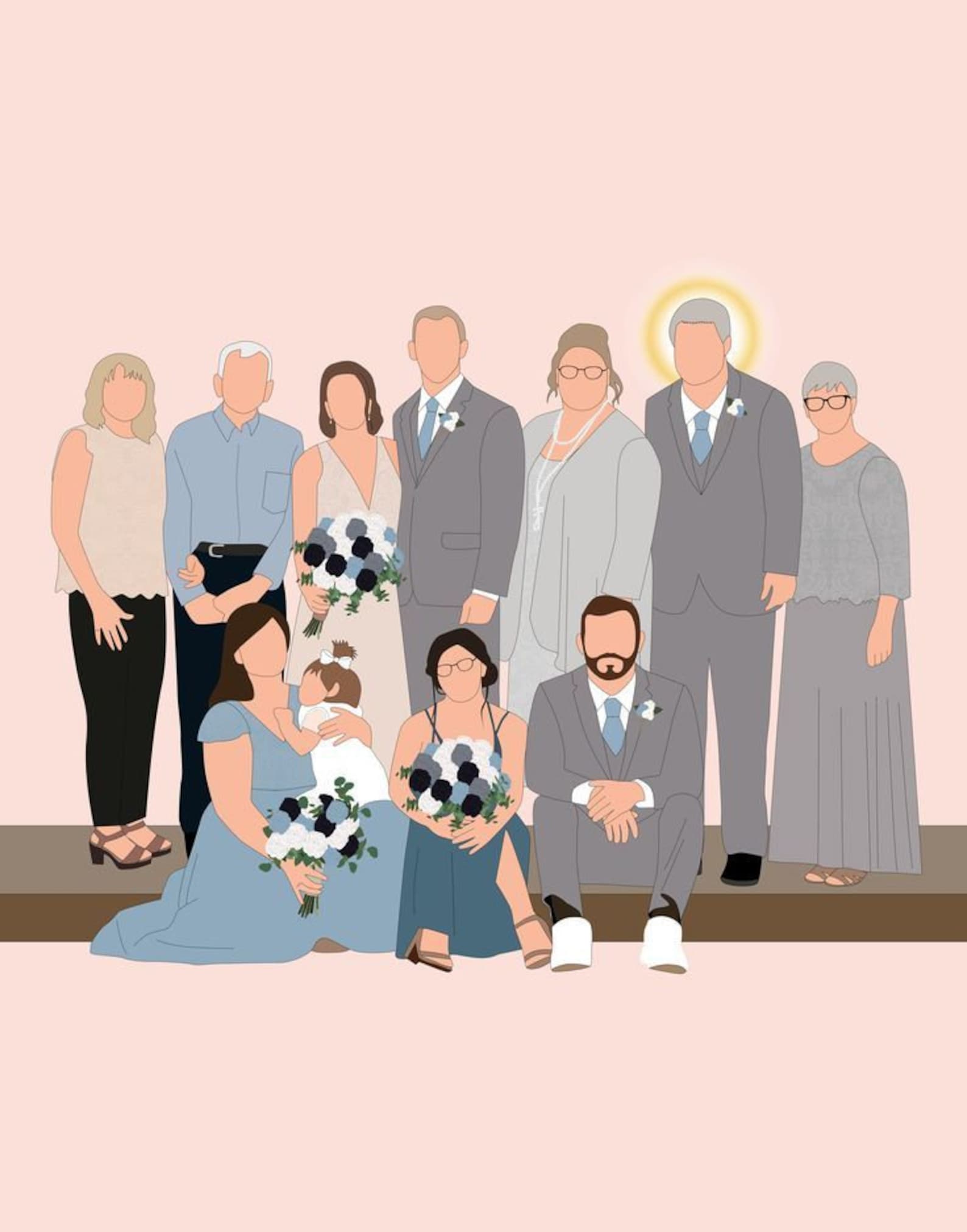 Faceless Drawing Portrait, Custom Faceless Portrait From Photo, Digital ...