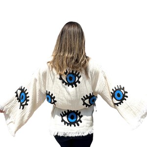 Evil Eye Jacket Short Kimono Festival Clothing Women Handmade Bohemian ...