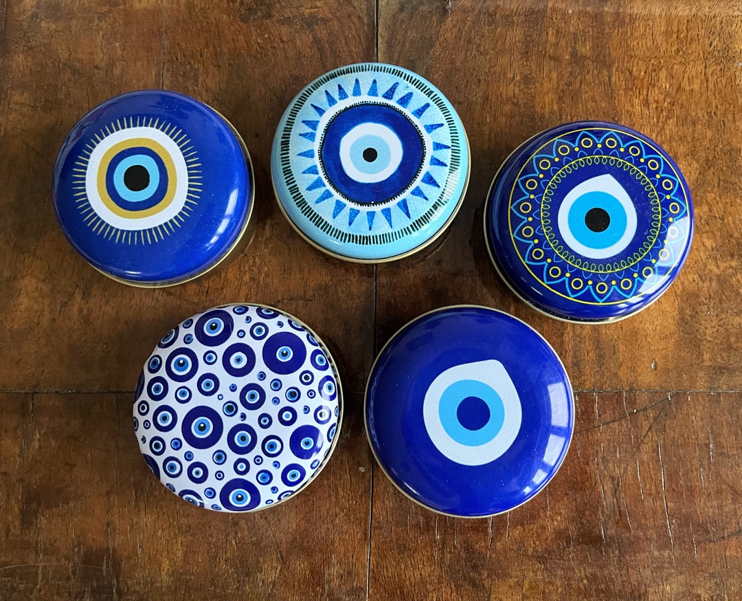 Evil Eye Metal Tin Can I Jewelry Box I Wedding Baptism Baby Shower ...