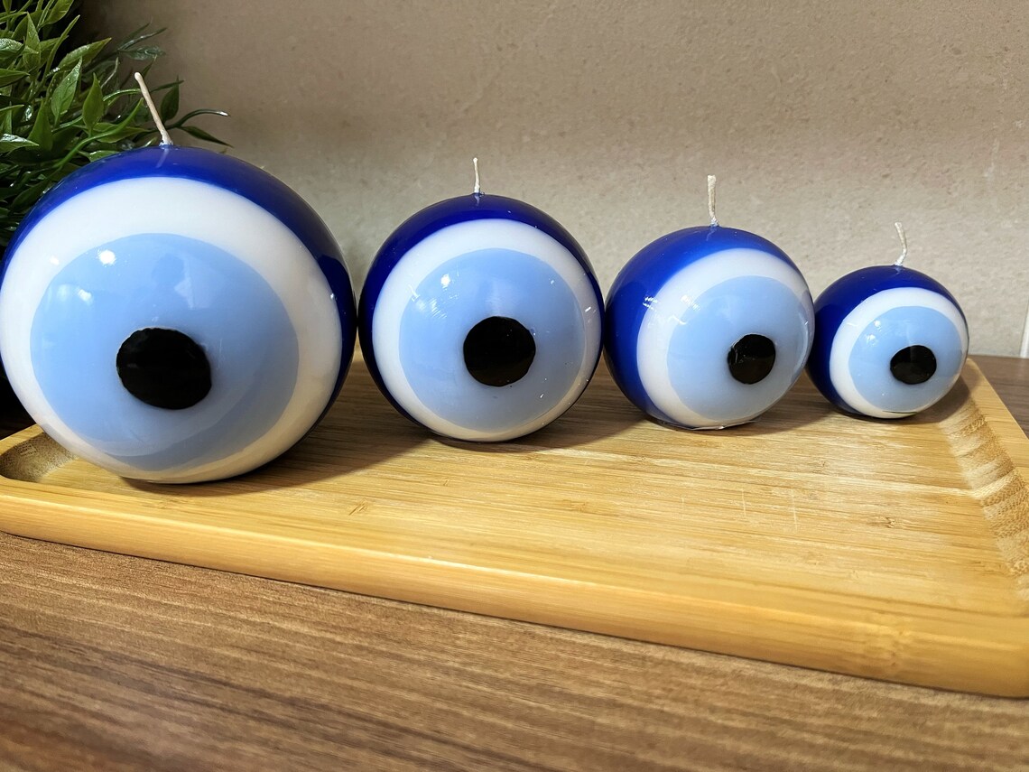 Evil Eye Candle Handmade Blue Evil Eye Home Decor Turkish - Etsy