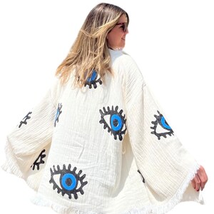 Evil Eye Jacket Short Kimono Festival Clothing Women Handmade Bohemian ...