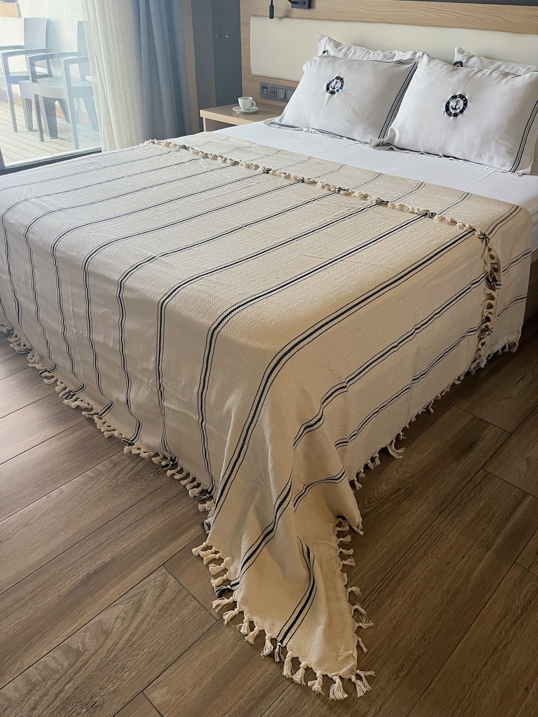 Organic Bedspread Striped King Queen Blanket Turkish Sofa - Etsy