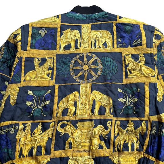 Vintage Hermes "Torana" Silk Reversible Bomber Jacket - Gem