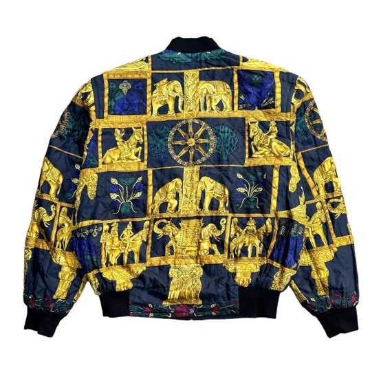 Vintage Hermes "Torana" Silk Reversible Bomber Jacket - Gem