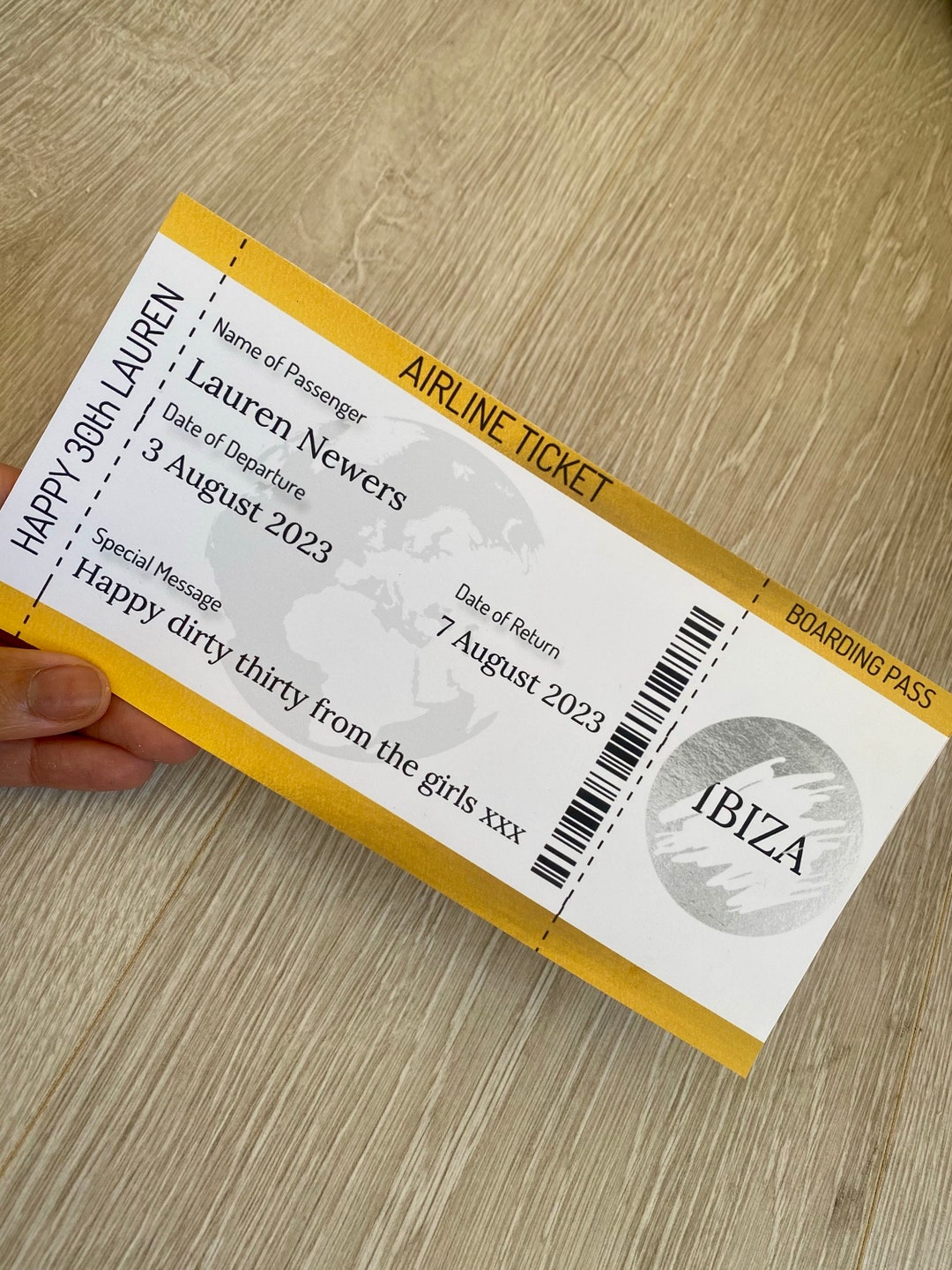 Boarding Pass Scratch to Reveal, Scratch Card Gift, Personalised ...